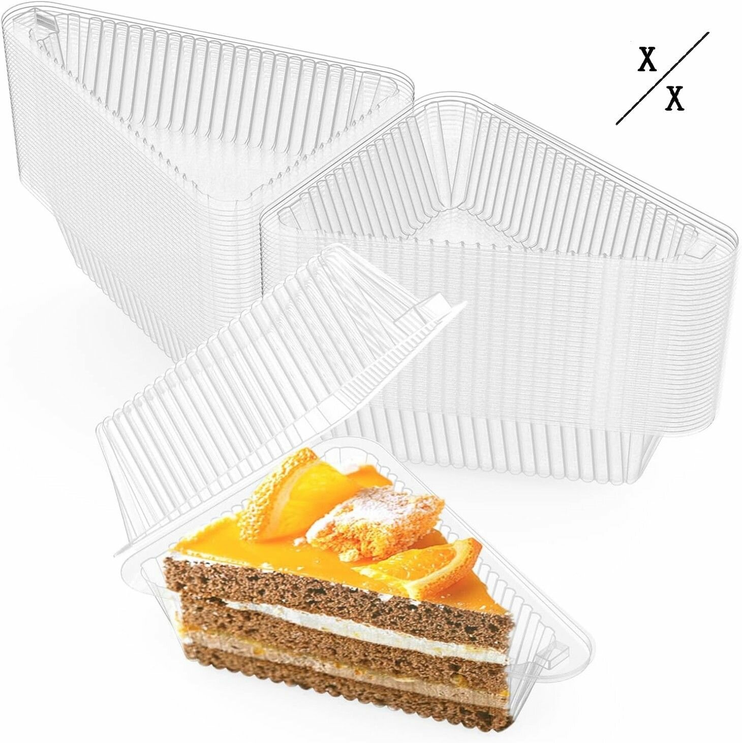 50 шт. Треугольная коробка для хранения тортов, Контейнер для торта с крышкой, Упаковочная коробка для десерта из творога, Прозрачная-HDJ-CJ0916