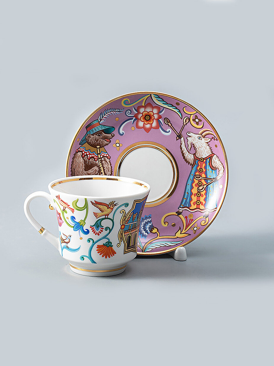 Чайная пара "Чудоград. Ярмарка" форма Банкетная, 220 мл, Императорский фарфоровый завод