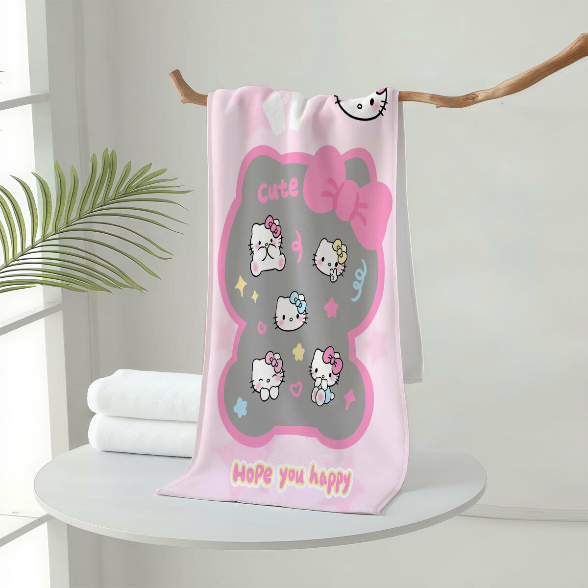 Спортивное полотенце Hello Kitty с быстросохнущим покрытием 75x35 см для тренажерного зала и спорта