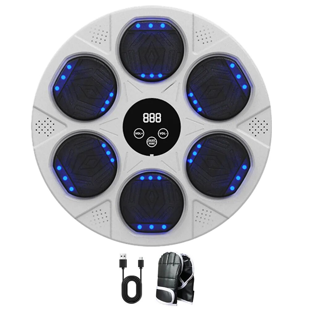 Набор для бокса - тренажер для скорости ударов и реакции, с перчатками и USB кабелем, черный