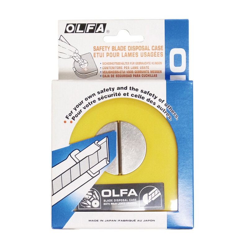 Контейнер для отработанных лезвий OLFA стальной, пластиковый, желтый, 5,5х16х10,5 см DC-2