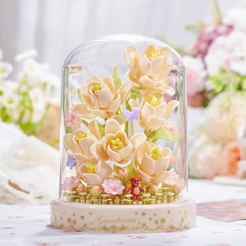 Конструктор 3D Balody Цветы Гардения в Колбе, мини блоки, 315 деталей - BA6977