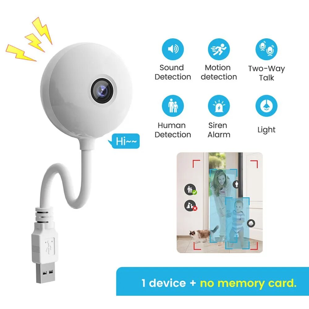 Умная IP-камера Tuya SXT014 с Wi-Fi, разрешением 3 МП, цветным ночным виденьем и двусторонней связью