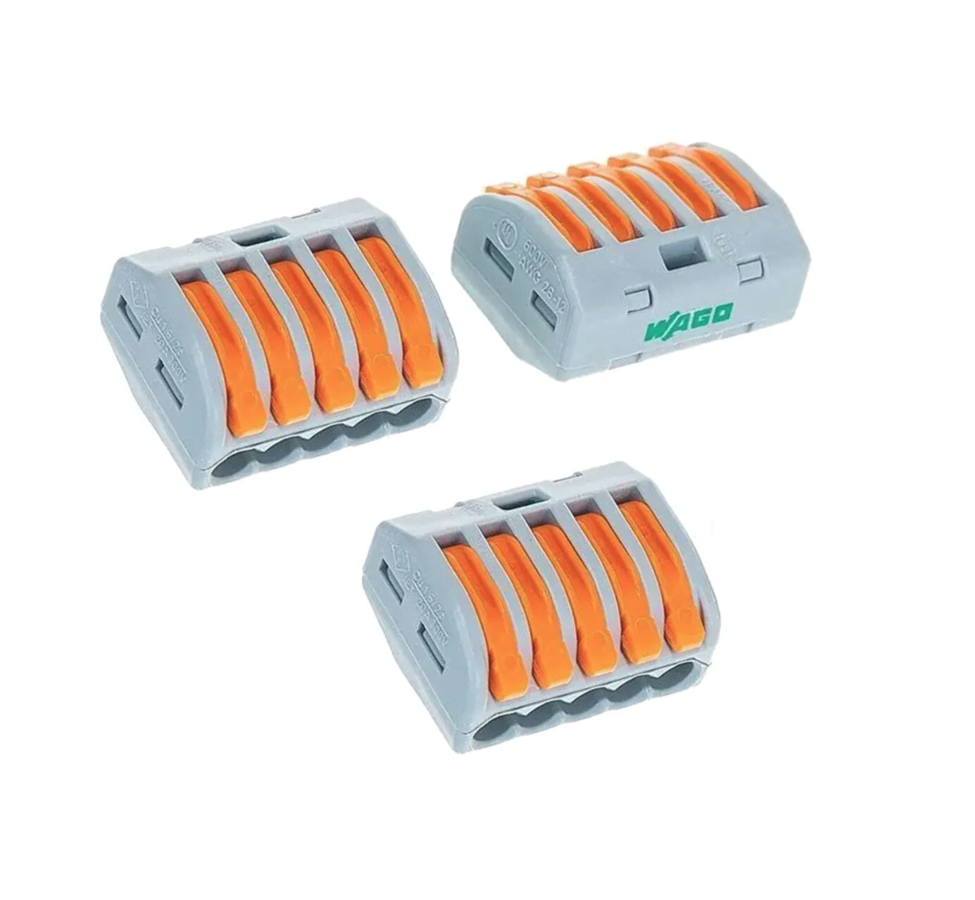 Клеммник WAGO 5 контактов 3 шт. 0,08-2,5 мм2, 32А для всех типов проводов