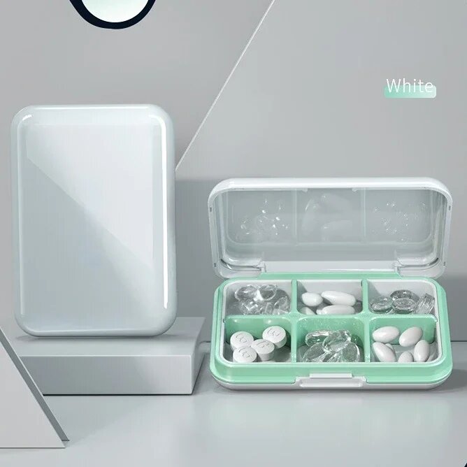 Портативный контейнер для таблеток Dawndesslo, White, 6 отделений
