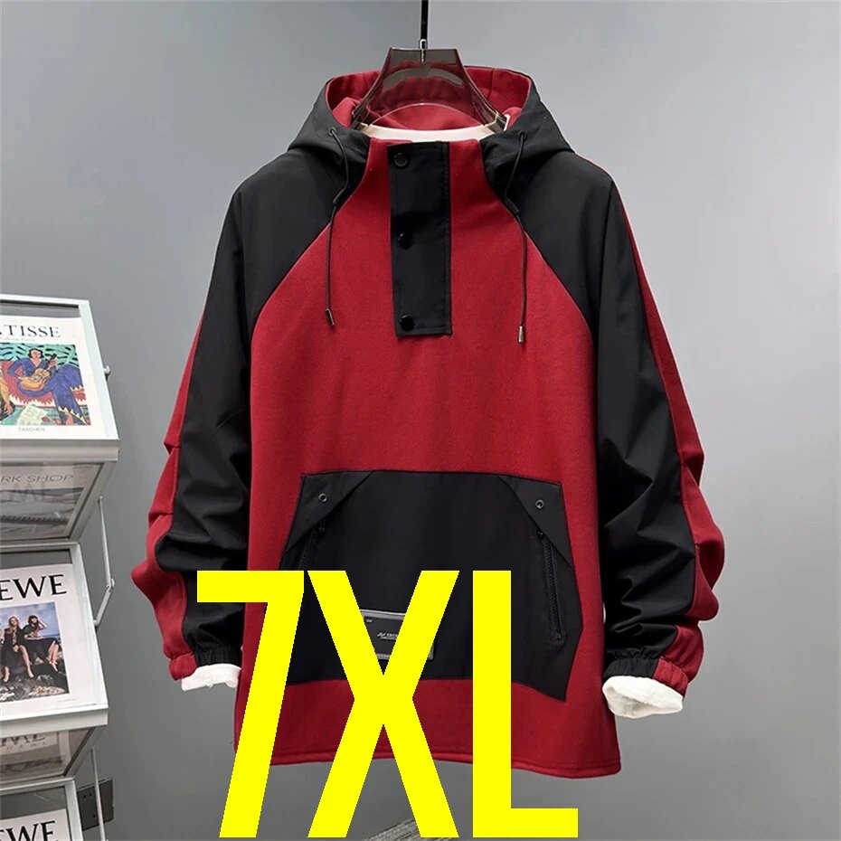 Мужская толстовка с капюшоном, красный, 7XL (110-120kg)