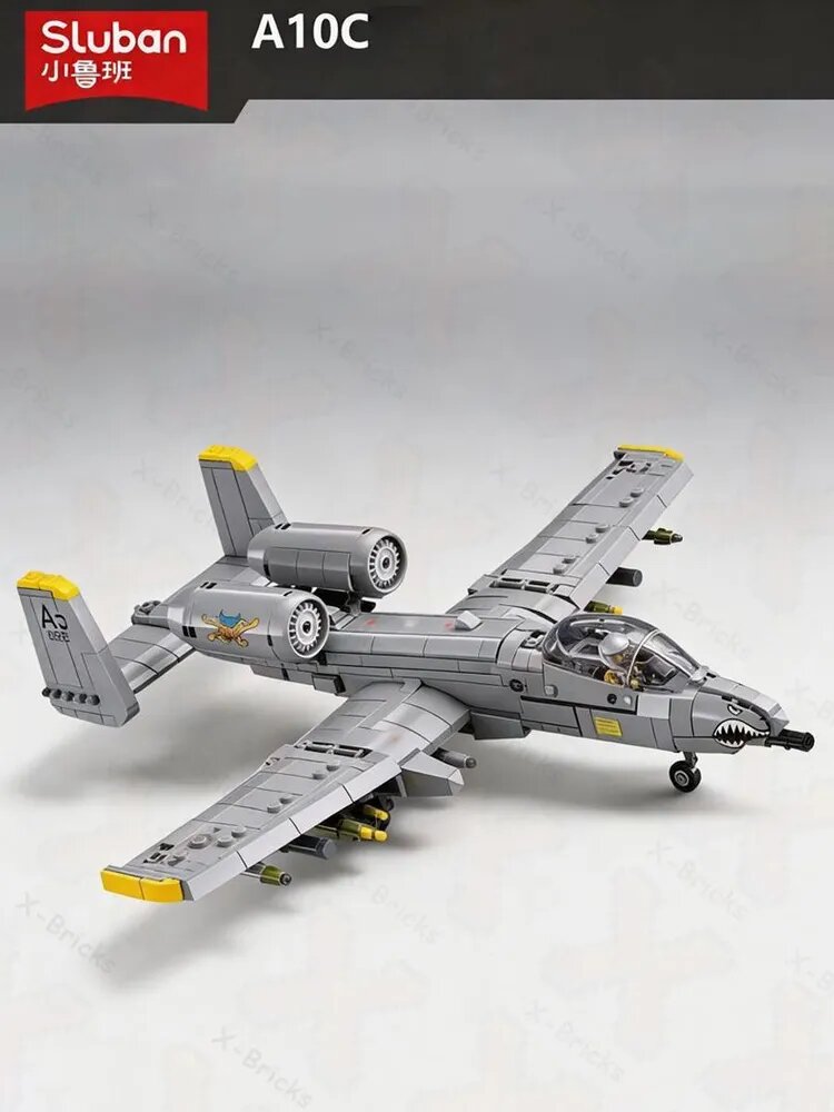 Конструктор Sluban, американский-Военный самолет "A-10 Thunderbolt Fighter jet" (M38-B1362,701 деталей) - Детский военный набор , серия Авиация