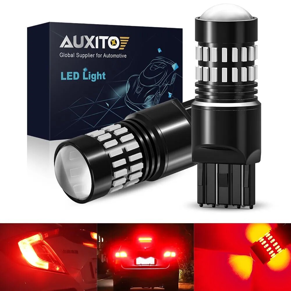 AUXITO Лампа автомобильная W21/5W, 2 шт. арт. 48H-w21/5w лампочка для Стоп-сигнал, красный,12B