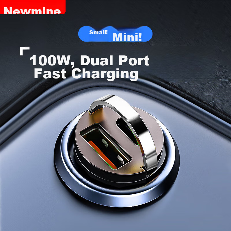 Newmine 100Вт мини-автозарядка с двумя портами для Apple 17/16 и Huawei Цвет：Скрытая модель на миллион юаней