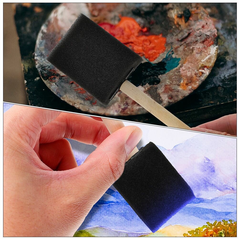 Набор из 12 детских художественных кистей из спонжа и дерева для рисования и творчества