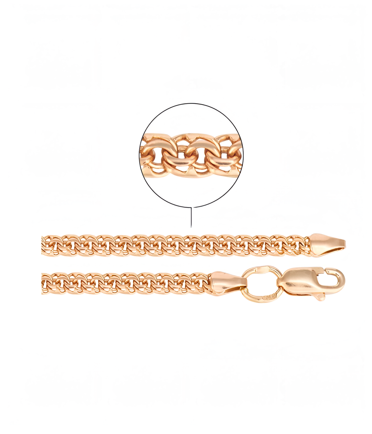 Браслет-цепочка, красное золото, 585 проба