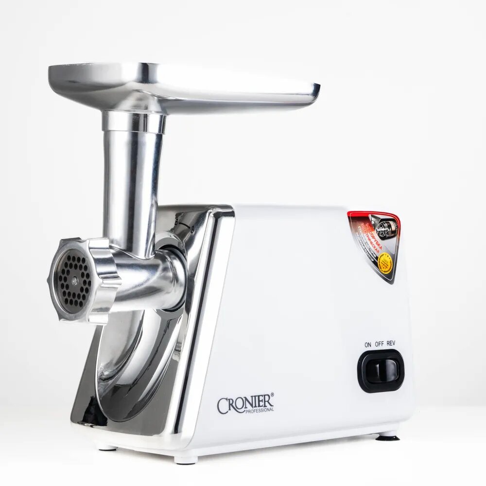 Мясорубка CRONIER PROFESSIONAL 3000 Вт электрическая, 3 кг/мин, 5 насадок, нержавеющая сталь — фото 1