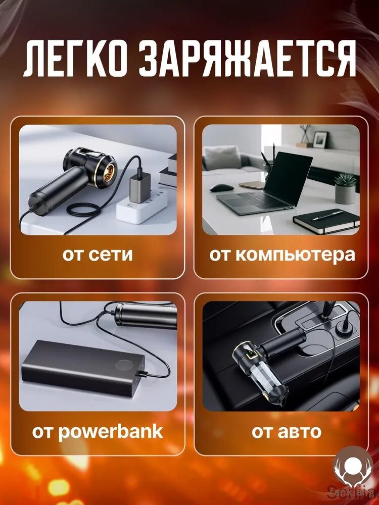 Воздуходувка аккумуляторная для компьютера 12в1 беспроводная, 8 насадок в комплекте, 365 дней гарантии — фото 1