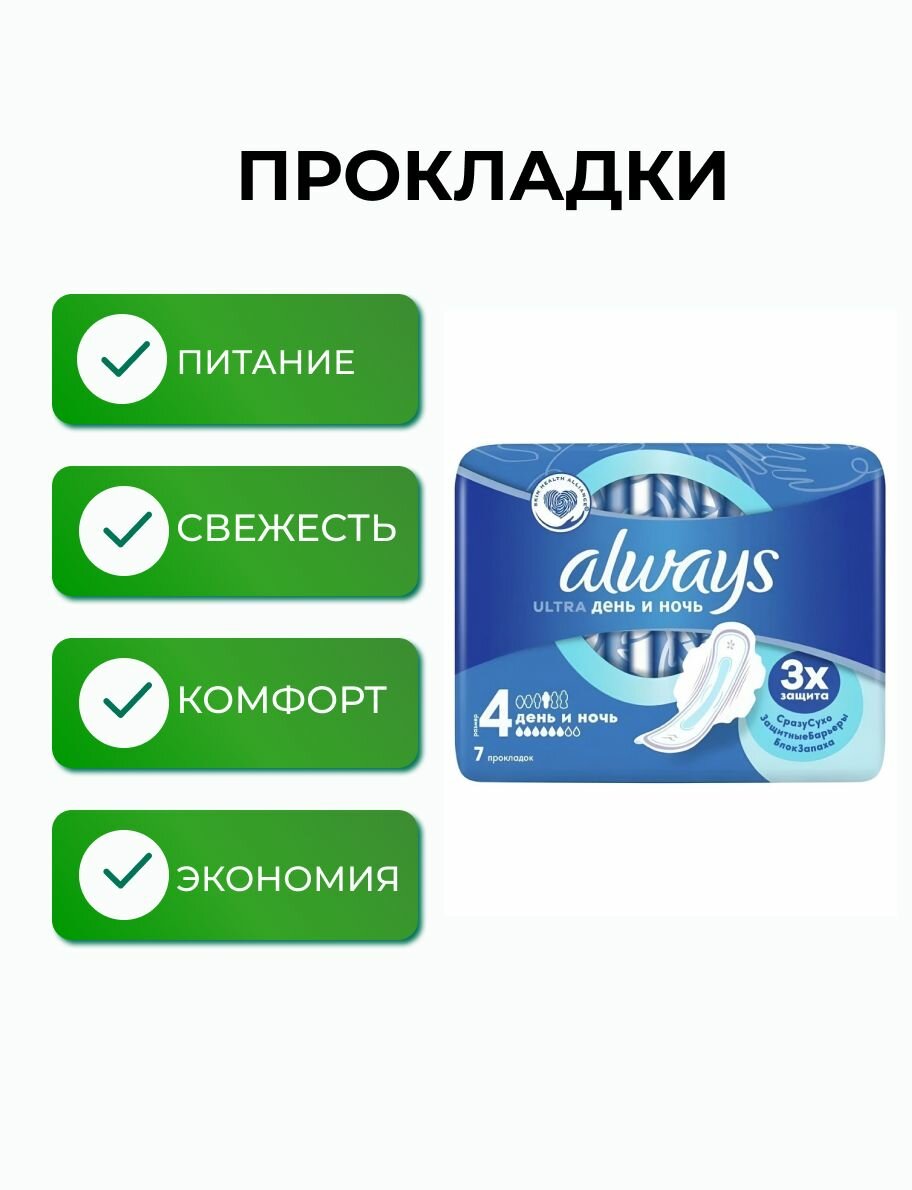 Прокладки женские Always Ultra День и Ночь, 4 размер