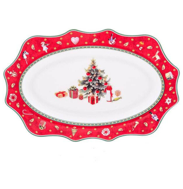Блюдо 25,4 х 16,6 х 2 см овальное Repast "Christmas world /Bordo" / 341761