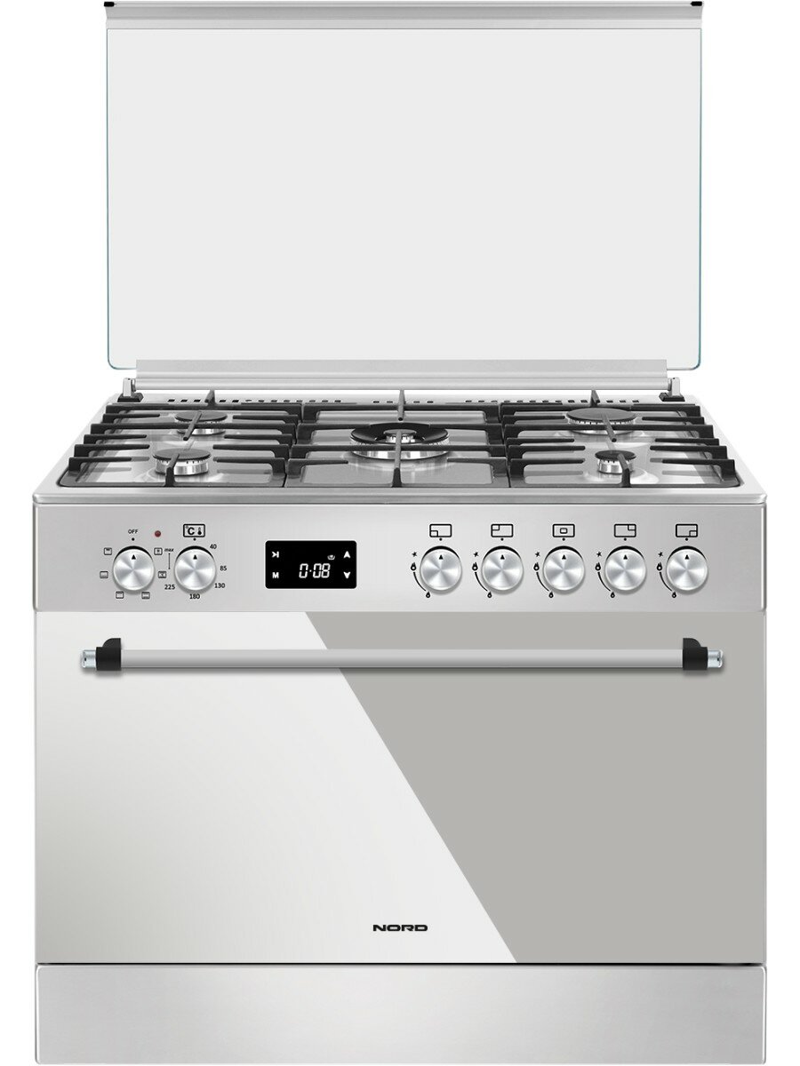 Газовая плита NORD GE 9065 X с электрической духовкой и грилем электрическим, конвекцией, 5 конфорок, электроподжиг