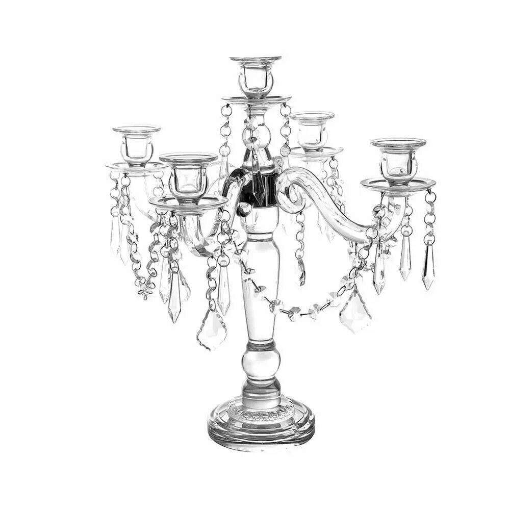 Хрустальный канделябр с пятью свечами настольный Clear-39x40cm — фото 1