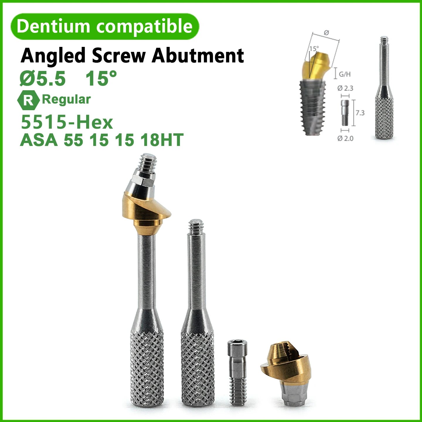 Dentium SuperLine 15°/30° Многокомпонентный угловой абатмент ASA 55 15 15 18HT