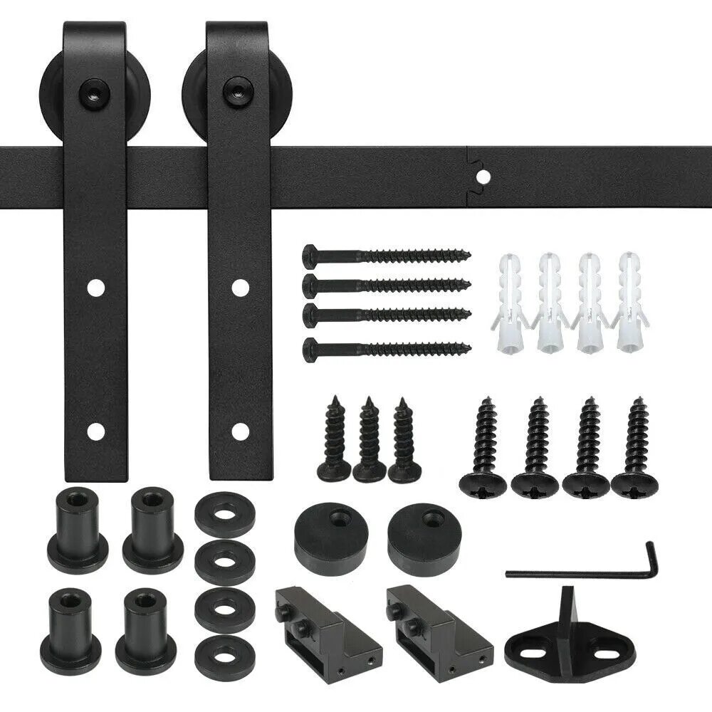 Раздвижная система-150cm Комплект фурнитуры дверь J-образный трек с подвесом, Амбарный механизм для подвесной двери с нижним фиксатором в стиле LOFT