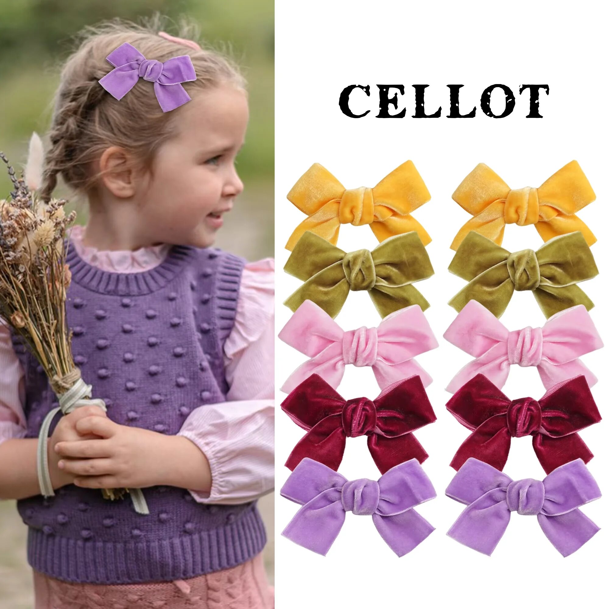 Металлические заколки-бантики для девочек 3 дюйма Фиолетовый, 5pairs 10pcs-2