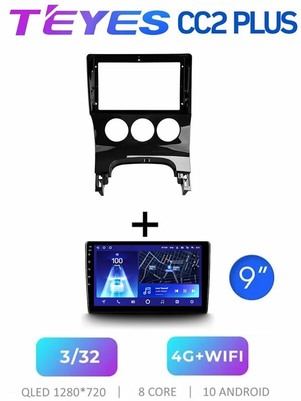 Магнитола 9" Teyes CC2 Plus 3/32 Gb для Peugeot 3008 1 2009-2016 F1