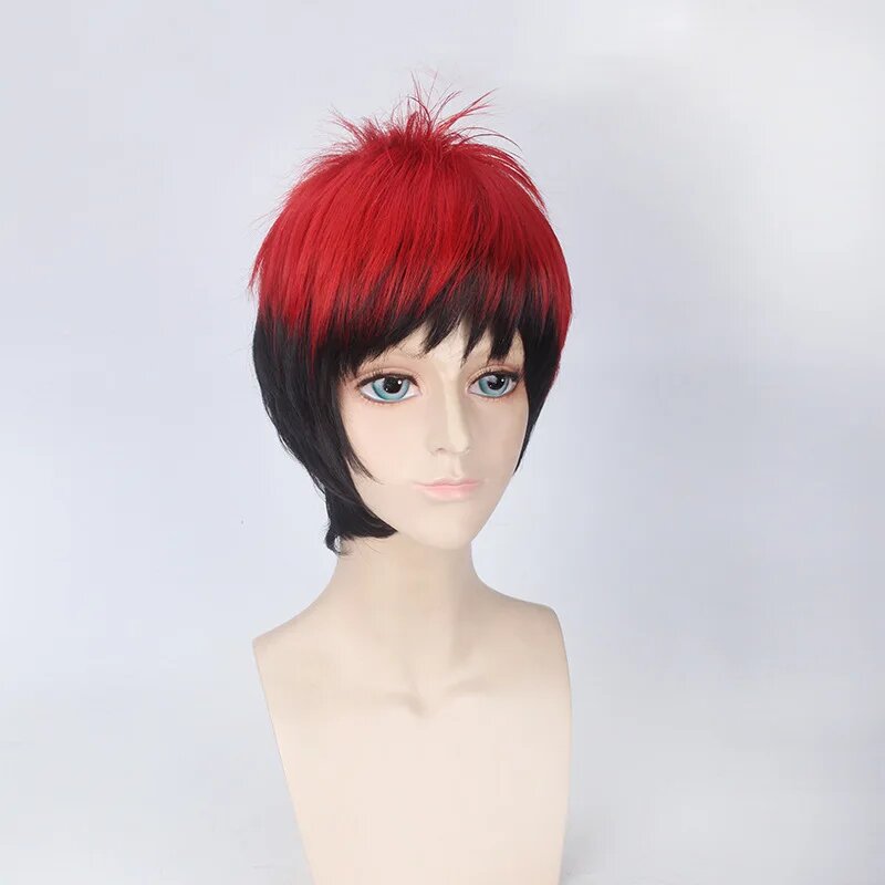 Парик для косплея Kuroko no Basket Kagami Taiga, красный, черный, смешанный, 35 см, короткие синтетические волосы, парики для косплея + шапочка для парика
