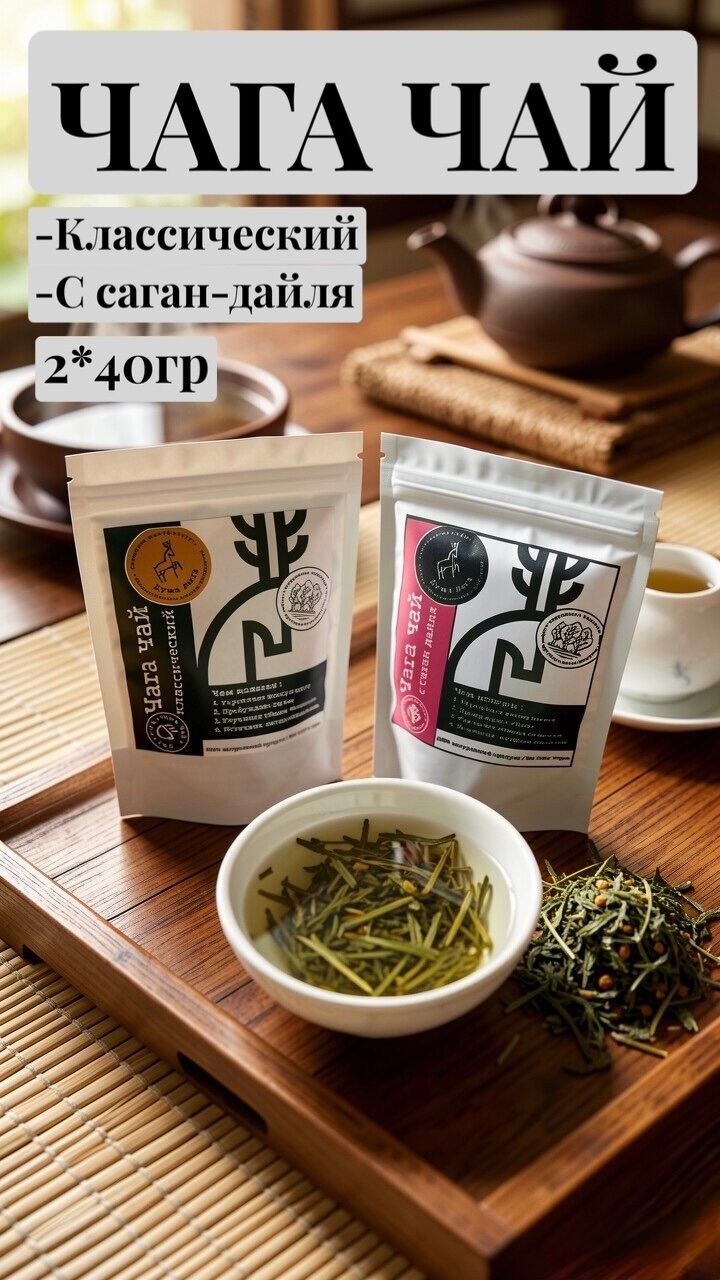 Чага чай натуральный Душа леса 2 вида классический и с саган дайля