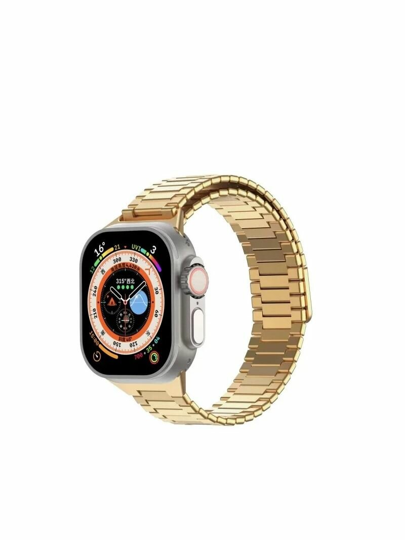 Магнитный ремень из нержавеющей стали для Apple Watch Series 9 8 7 45мм 44мм для Iwatch Ultra 49мм