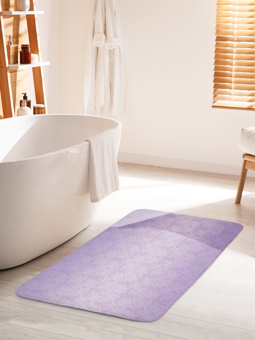 Коврик для ванной комнаты и туалета противоскользящий "Нежность дамасского декора" 60х100 см, JoyArty