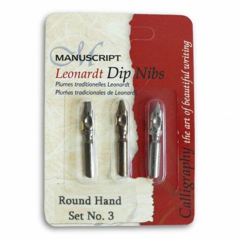 Набор перьев Manuscript (Великобритания) Round Hand 2 (№1.5, №2.5, №3.5), 3 штуки