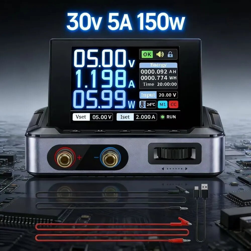 Регулируемый лабораторный блок питания 30V 5A DC подходит для электроники и лабораторий