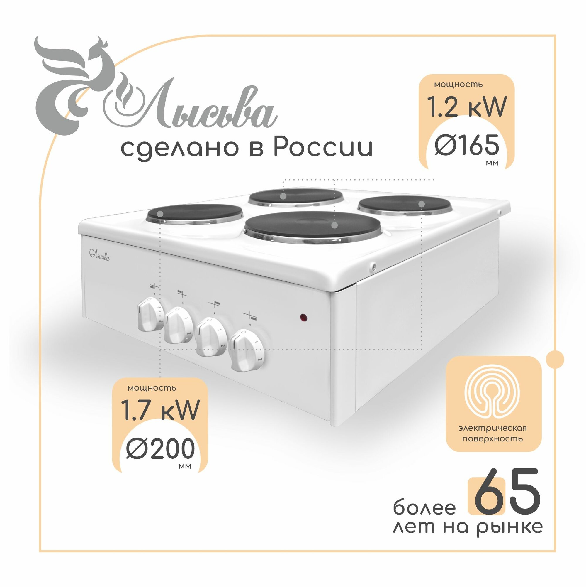Настольная плита Лысьва ПЭН 40, белая