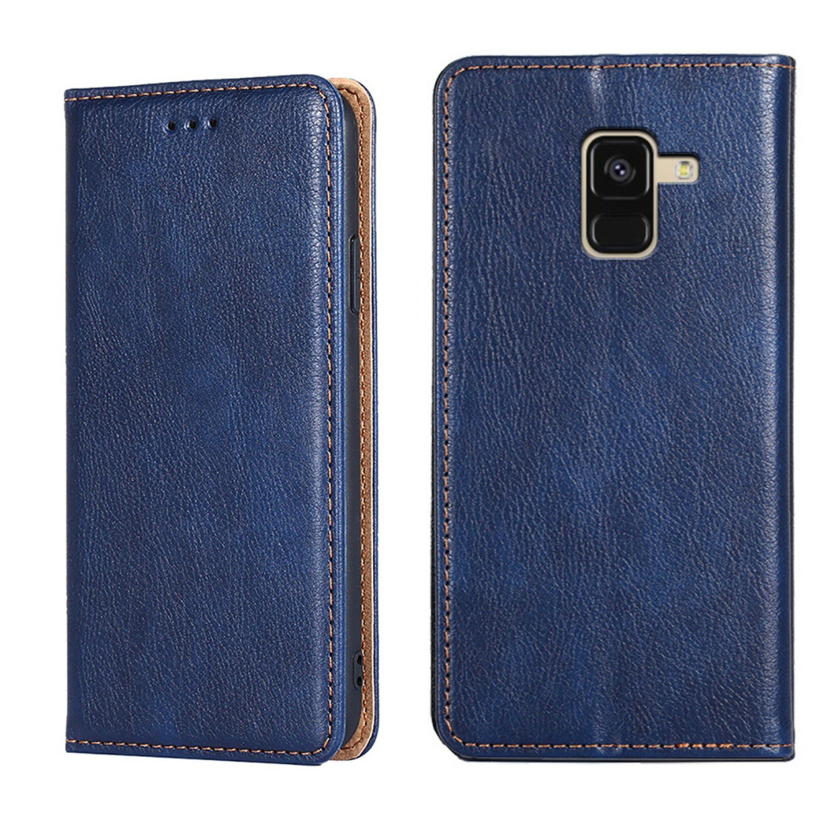 Чехол-книжка MyPads для Samsung Galaxy A8+ (2018) с защитой и магнитным замком, синий