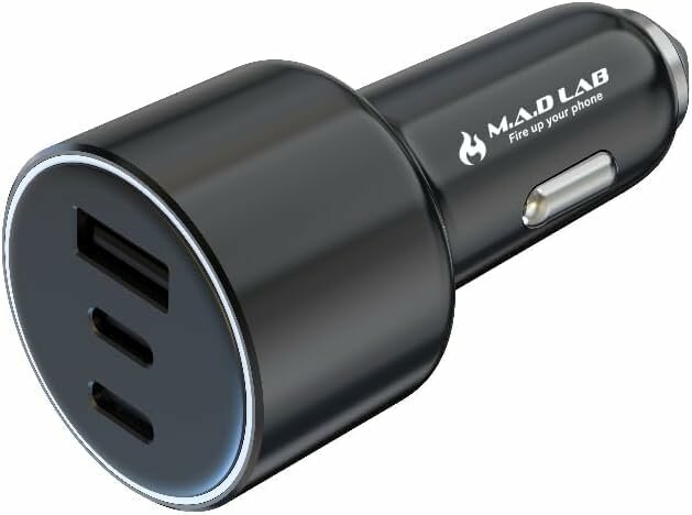 Зарядное устройство USB-прикуривателя M.A.D Lab, 84 Вт, быстрая зарядка PD QC 3.0, двойной USB-C 33 Вт и USB-A 18 Вт, ав