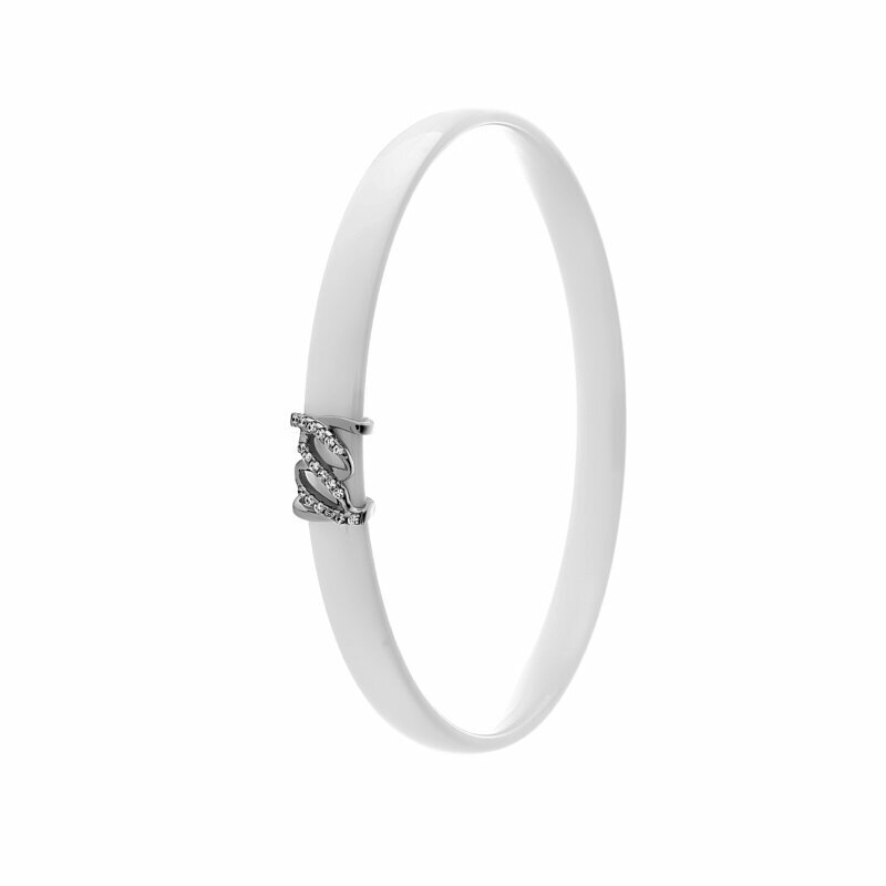 Браслет, серебро, 925 проба, керамика, фианит