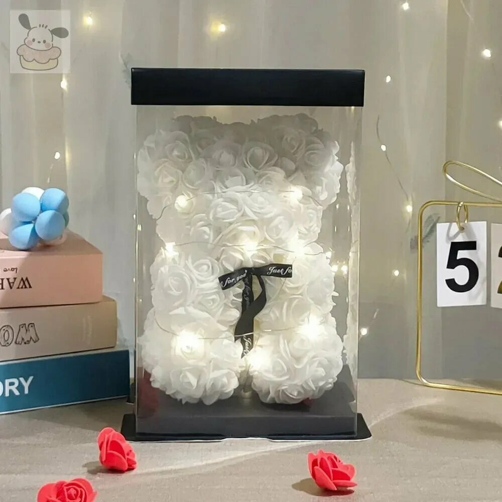 Романтический искусственный цветок - Плюшевый мишка из роз1