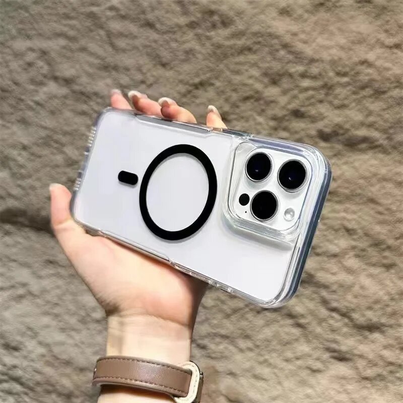 Прозрачный магнитный чехол Baseus для iPhone 15 (черный)