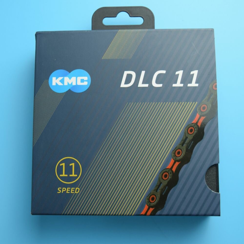 KMC DLC 11-скоростная велосипедная цепь 118 звеньев 1/2 "x 11/128" полая сверхлегкая цепь для MTB / шоссейного велосипеда с замком (черный красный)