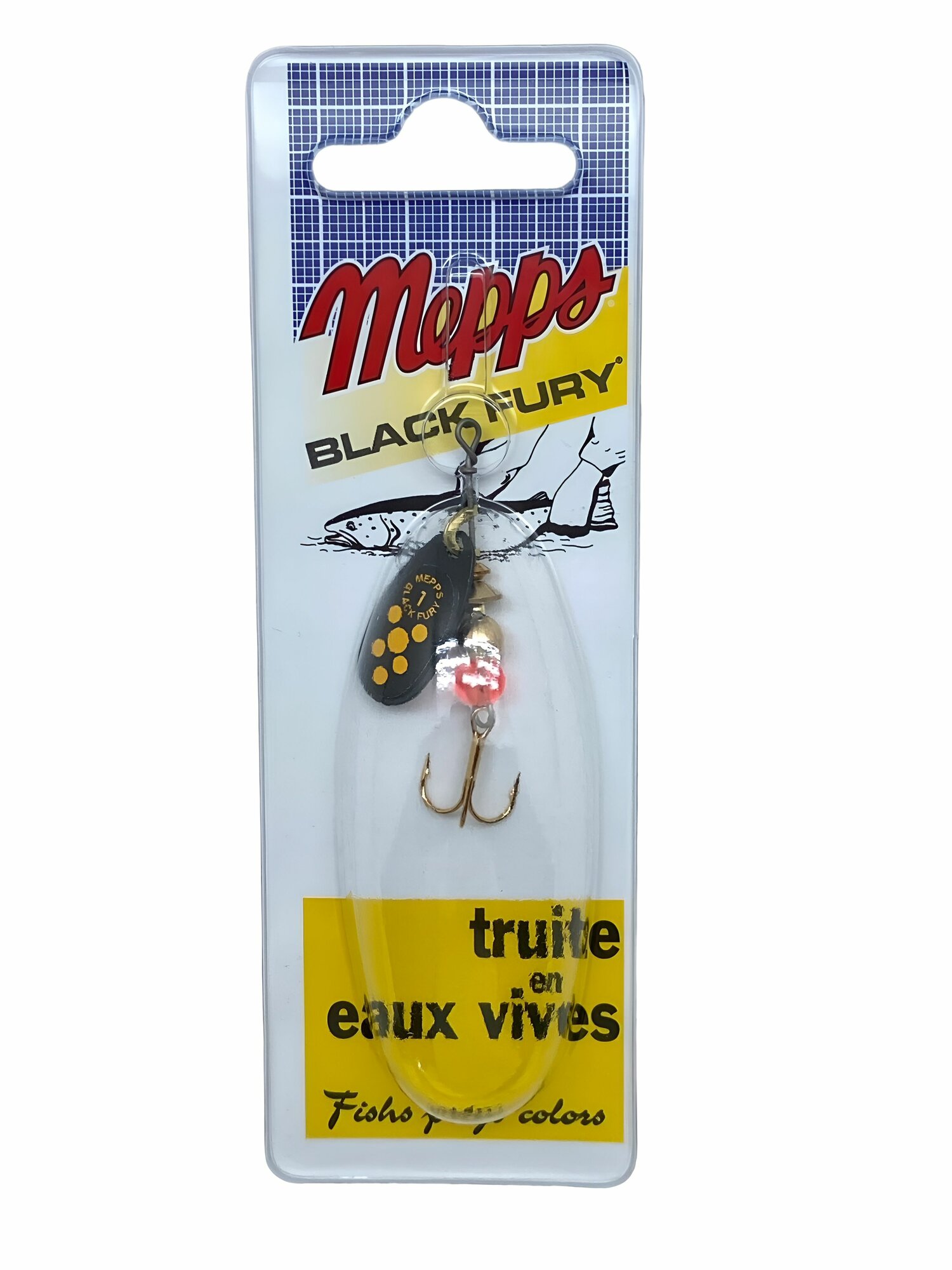 Блесна для рыбалки вращающаяся MEPPS "Black Fury JAUNE NR" №1 (3,5г) блистер