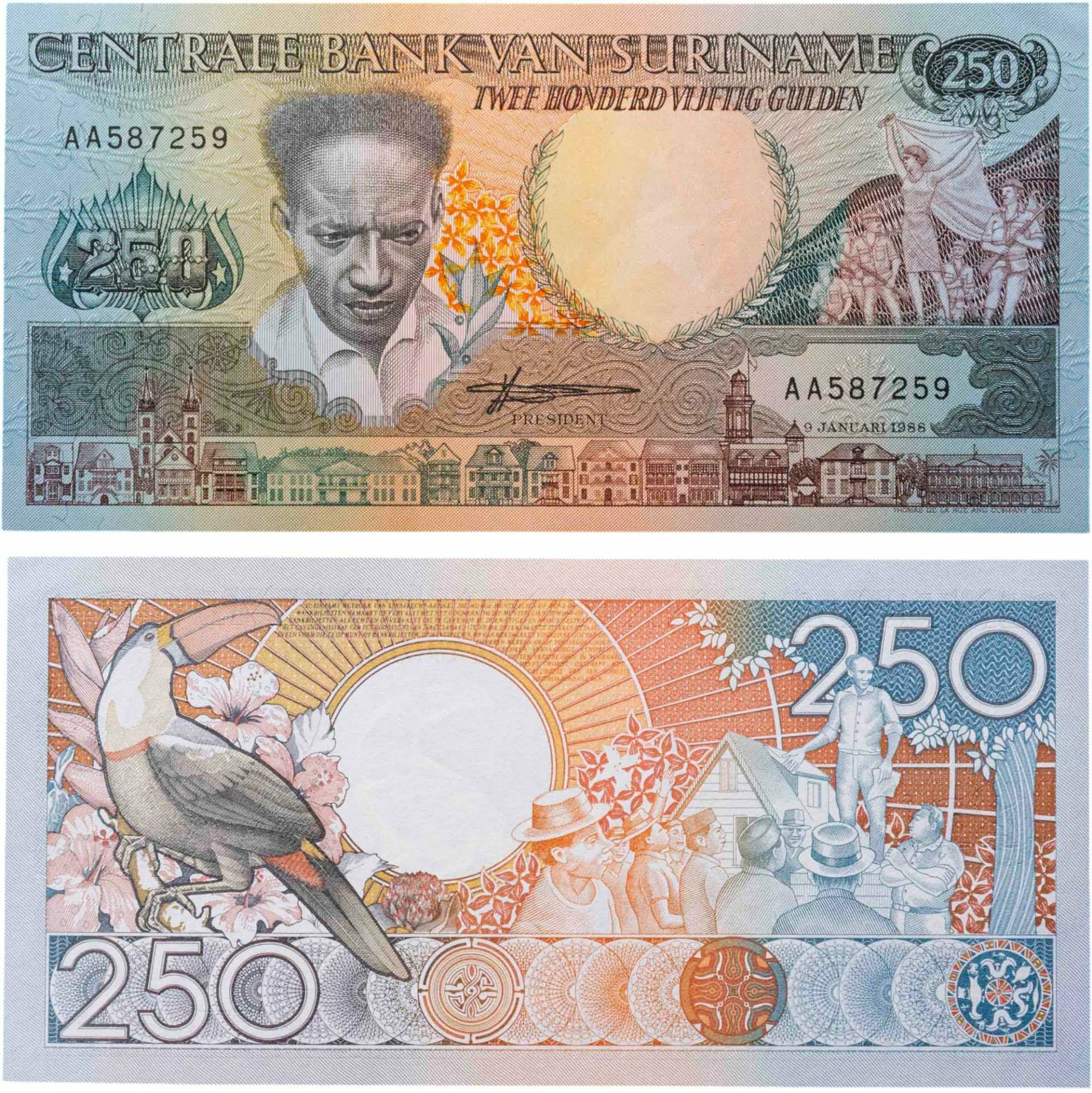 Суринам 250 гульденов 1988
