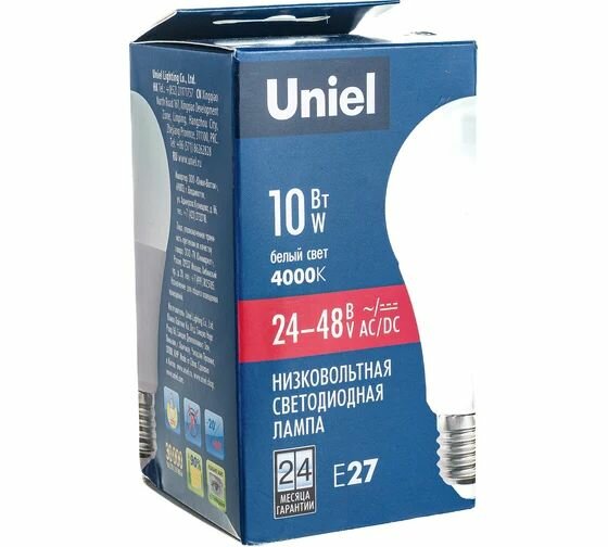 Светодиодная лампа Uniel LED-A60-10W/NW/E27/FR/24-48V