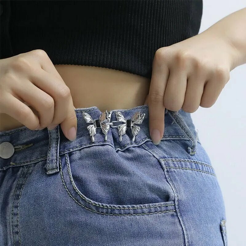 Застежка для уменьшения пояса, пуговица-клипса для регулировки размера талии джинс, брюк, юбки, съемная пуговица, серебристый.