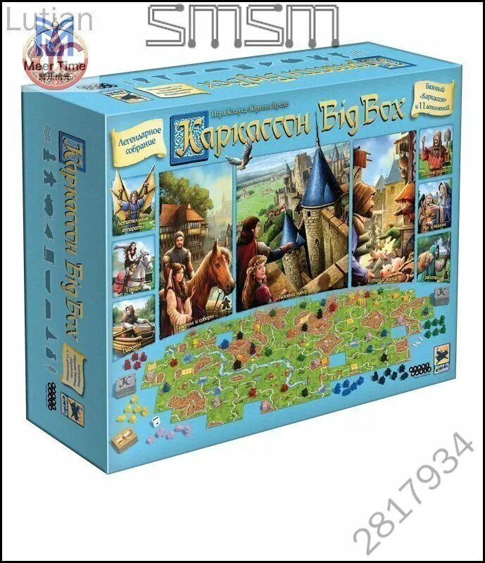 Настольная игра Каркассон Big Box для всей семьи с дополнениями. Развивающая игра