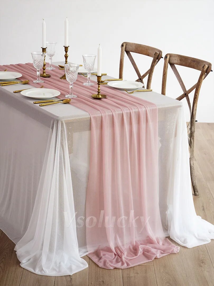 Розовая скатерть-дорожка на стол 4.26м x 74см, Blush Pink