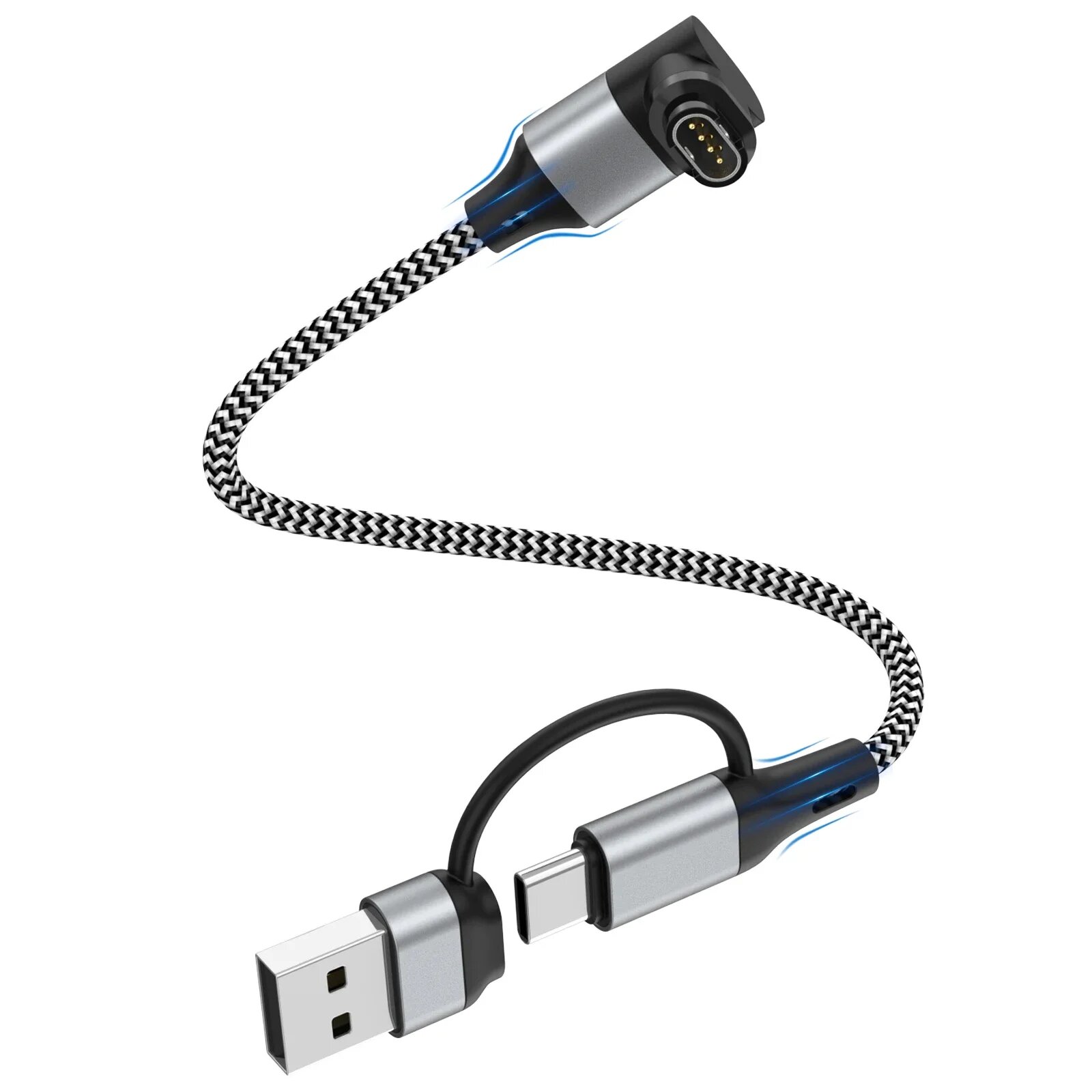 Зарядный кабель USB Type C IEOVIEE для Garmin, 0.3м, Black white
