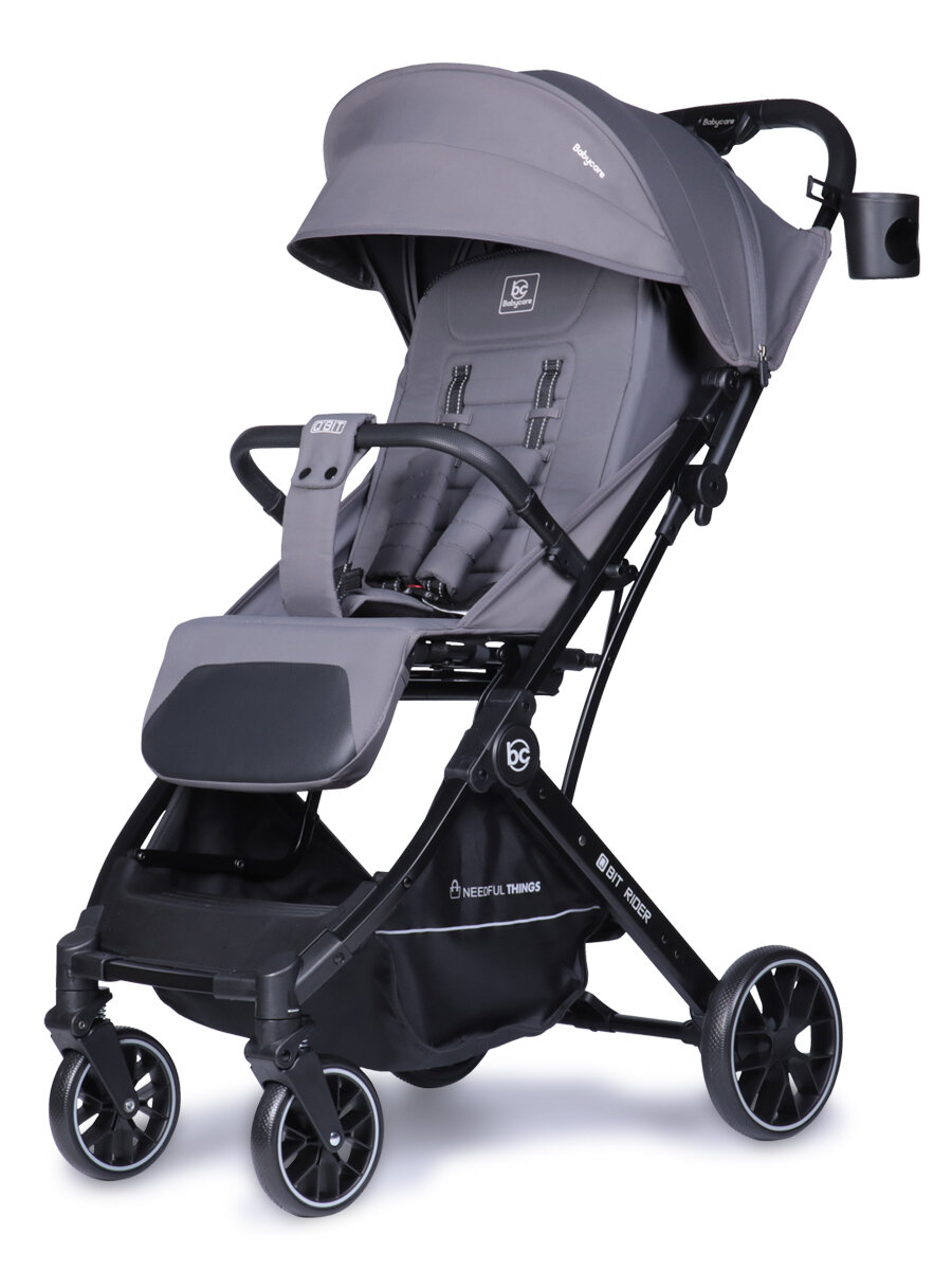 Прогулочная коляска Babycare Q'bit, с капюшоном и бампером, амортизаторами, тёмно-серая