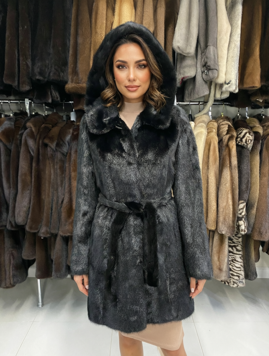 Шуба. Чёрная. Норка. Натуральная 42-44 р.
