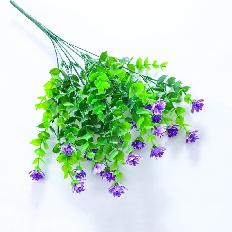 Искусственные цветы фиолетовые, кустарник для сада