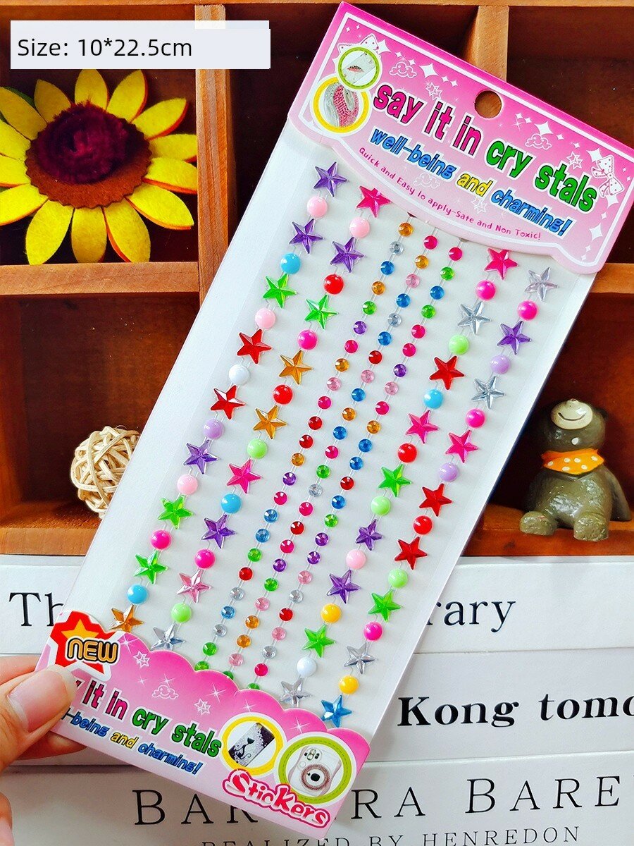 Наклейки-алмазы в форме пятиконечной звезды для детей, клеевые камни для творческих работ и украшений