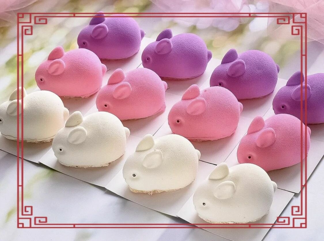 Силиконовая форма для выпечки муссовых тортов, пасхальных и новогодних, кролики, 6 ячеек